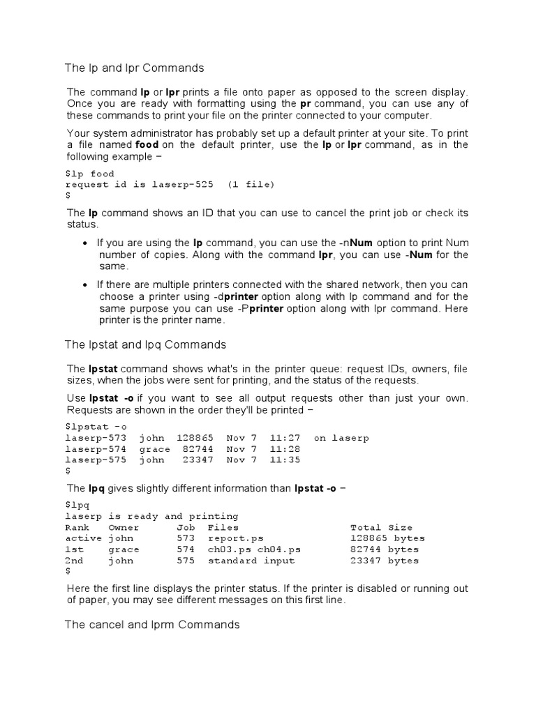 The LP and LPR Commands | PDF | Media Technology | Digital Technology