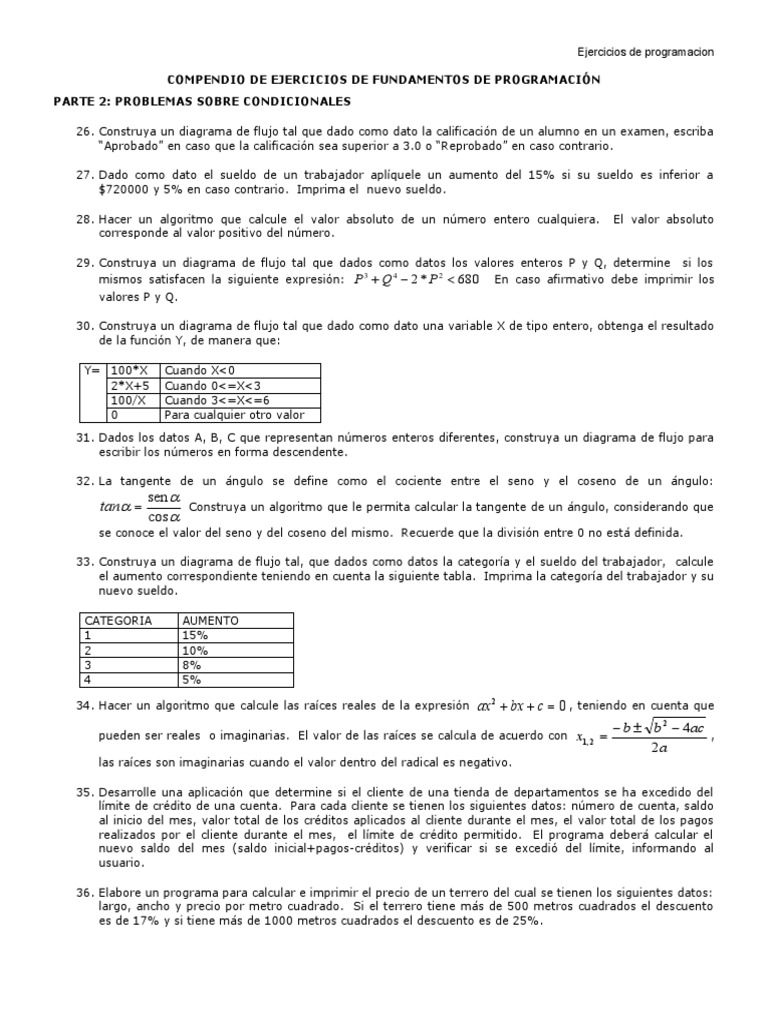 Compendio de Ejercicios de Programacin-2 | PDF | Algoritmos | Triángulo