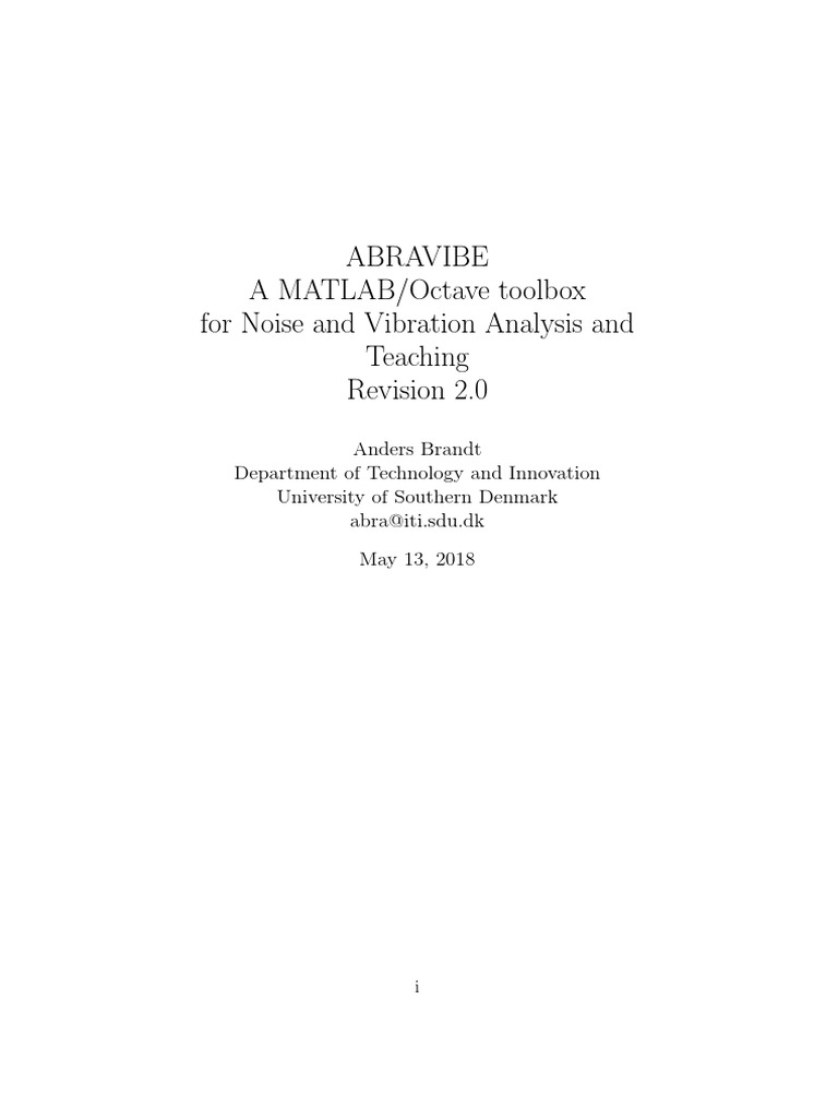 Abravibe A MATLAB/Octave Toolbox For Noise and Vibration Analysis and ...