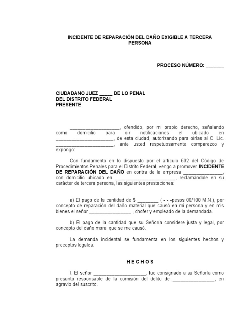Incidente De Reparación Del Daño Penal Pdf Esfera Pública Ley Pública