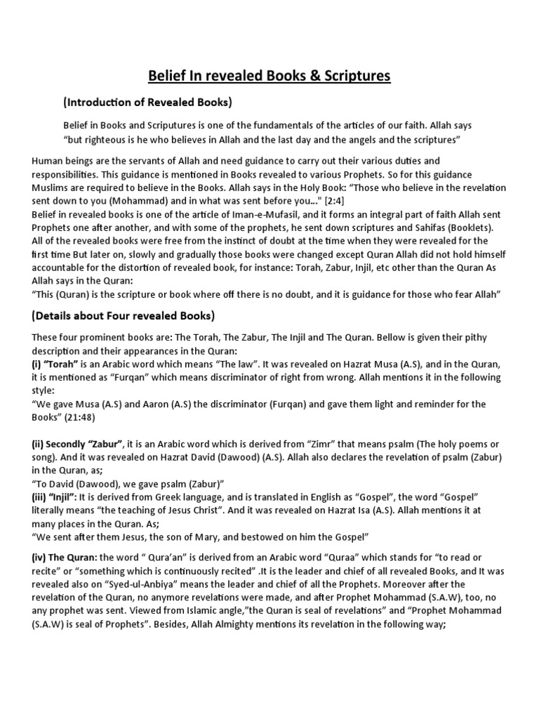 Belief in Revealed Books | PDF | Quran | Islam