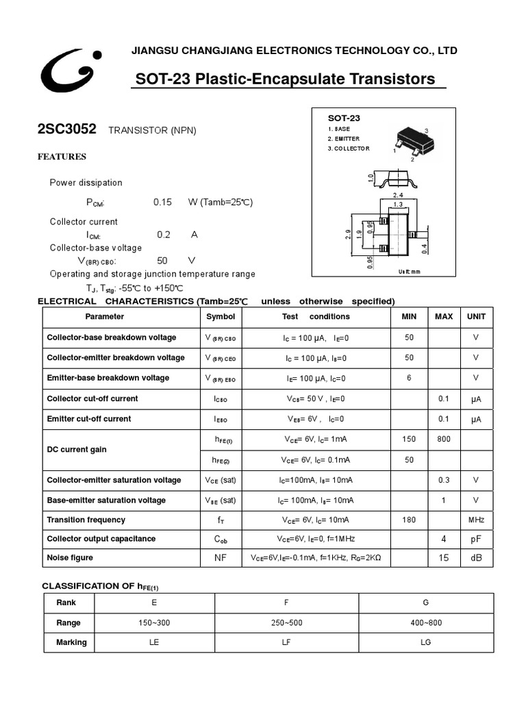 Datasheet 2sc3052 SMD | PDF | Bipolar Junction Transistor | Electrical ...