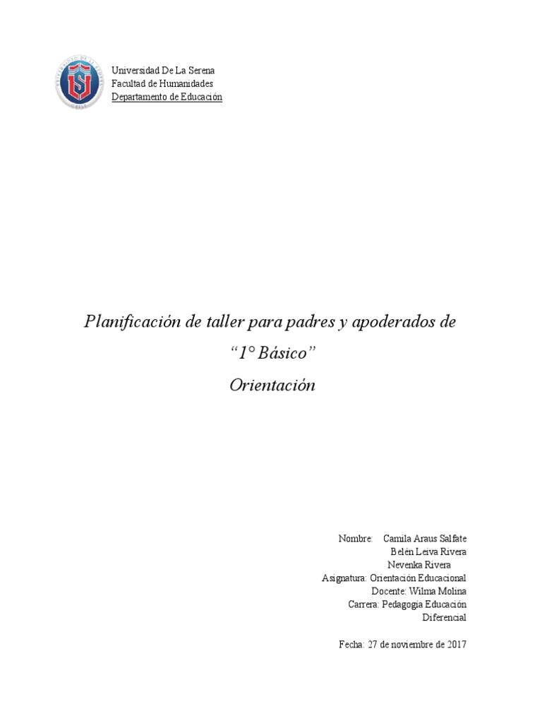 Taller para Apoderados Orientacion Educacional | PDF | Salón de clases | Modificación de ...