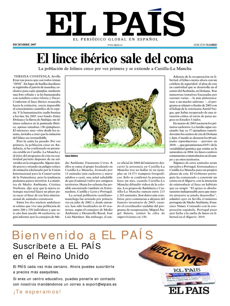 El Lince Ibérico Sale Del Coma | PDF | Lince | Felinos