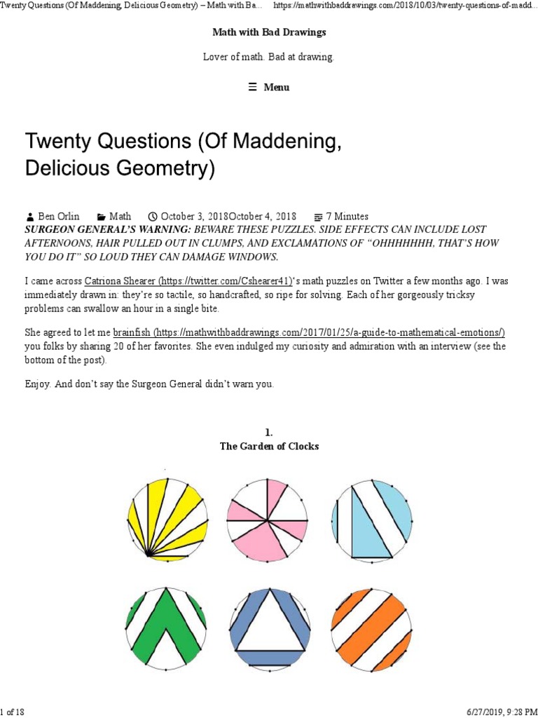 Twenty Questions (Of Maddening, Delicious Geometry) - Math With Bad ...