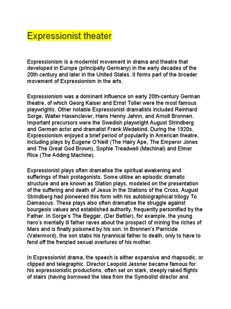 Expressionist Theatre | PDF | Expressionism | Theatre
