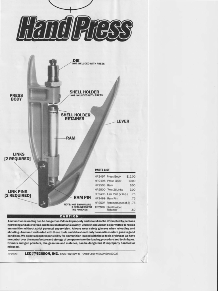 Lee Reloading Press Installation Diagram Lee Precision Class