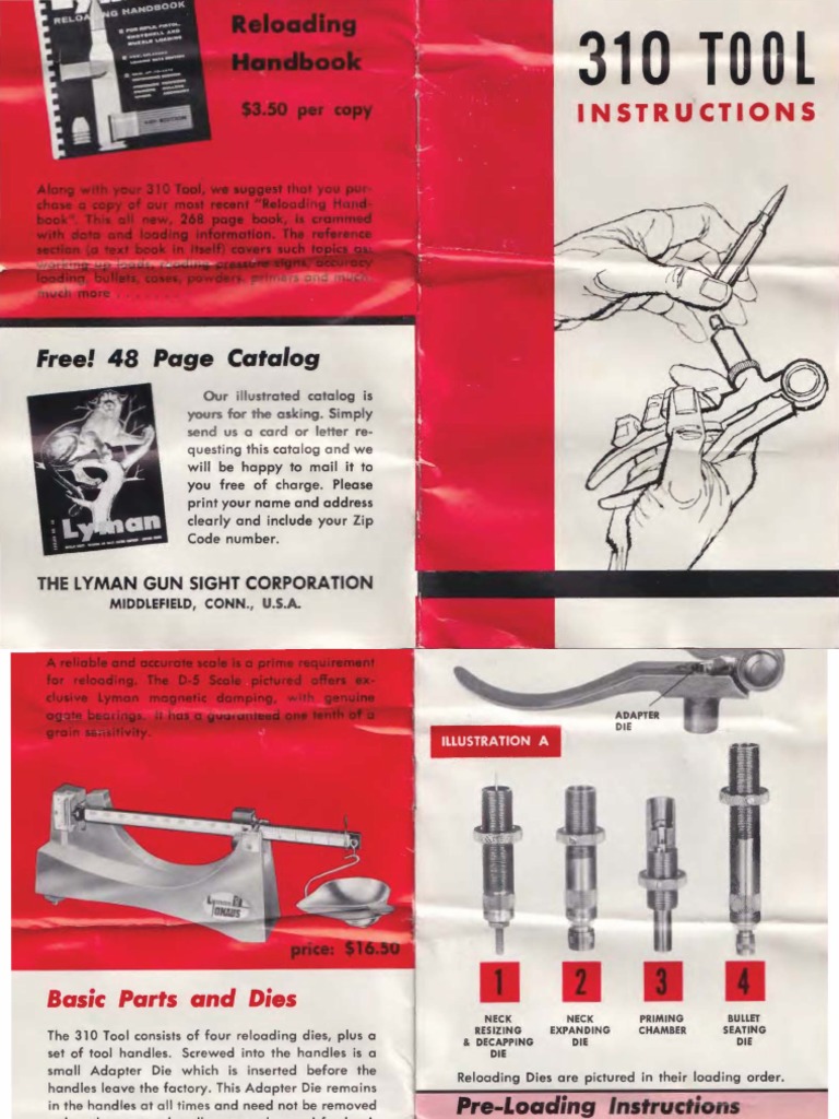 Lyman 310 Tool Instrutions FP | PDF | Projectiles | Projectile Weapons