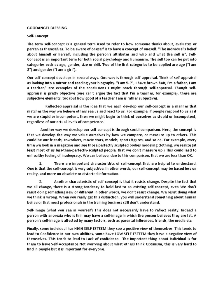 Essay On Self Concept | PDF | Self Concept | Self