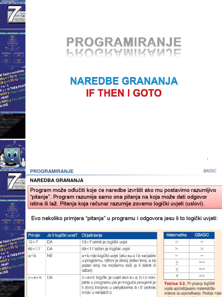 25 - Naredbe GOTO I IF THEN | PDF