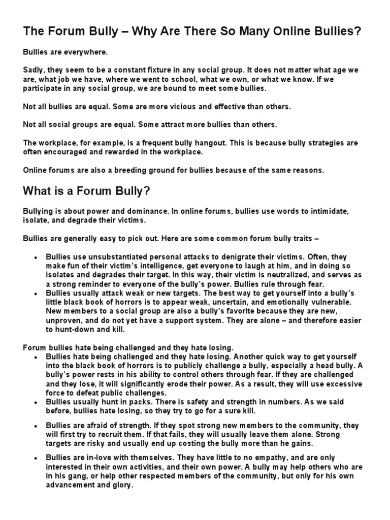 Understanding Forum Bullies Online | PDF | Bullying | Attention