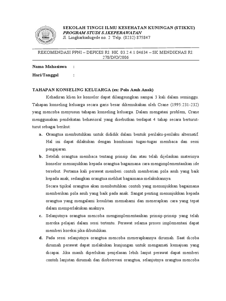 Format Konseling Keluarga | PDF