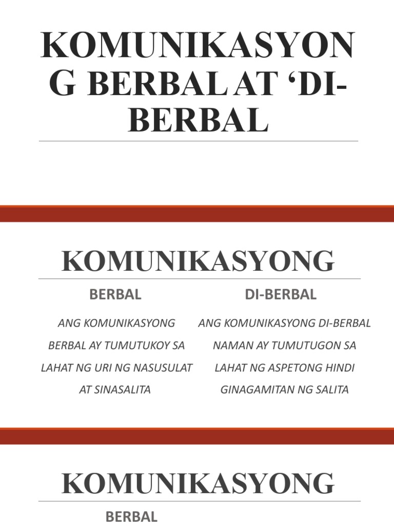 Komunikasyong Berbal at Di-Berbal | PDF