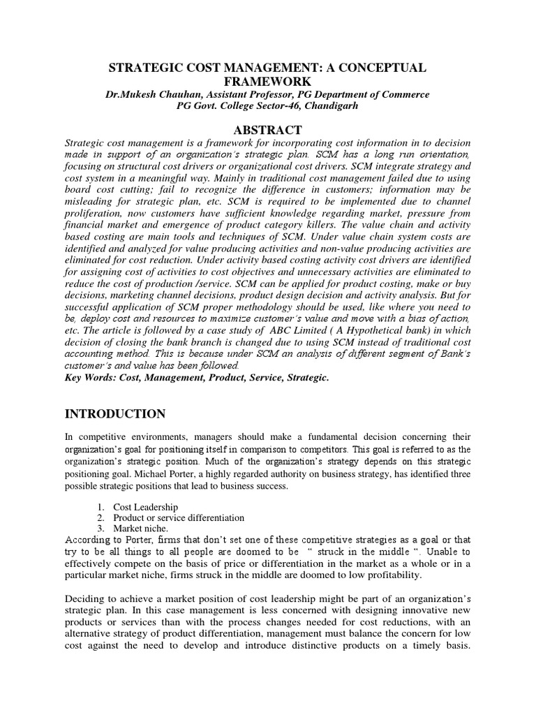 Strategic Cost Management PDF | PDF | Strategic Management | Supply ...