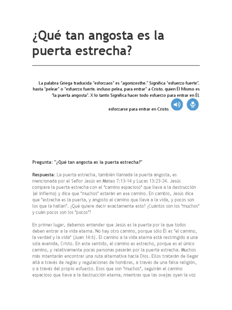 Qué Tan Angosta Es La Puerta Estrecha | PDF | Salvación | Jesús
