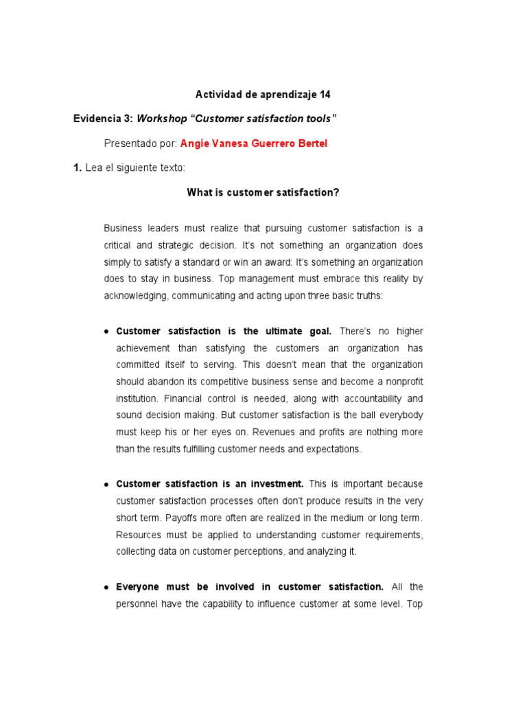 Customer Satisfaction Workshop Insights | PDF | Customer Satisfaction ...