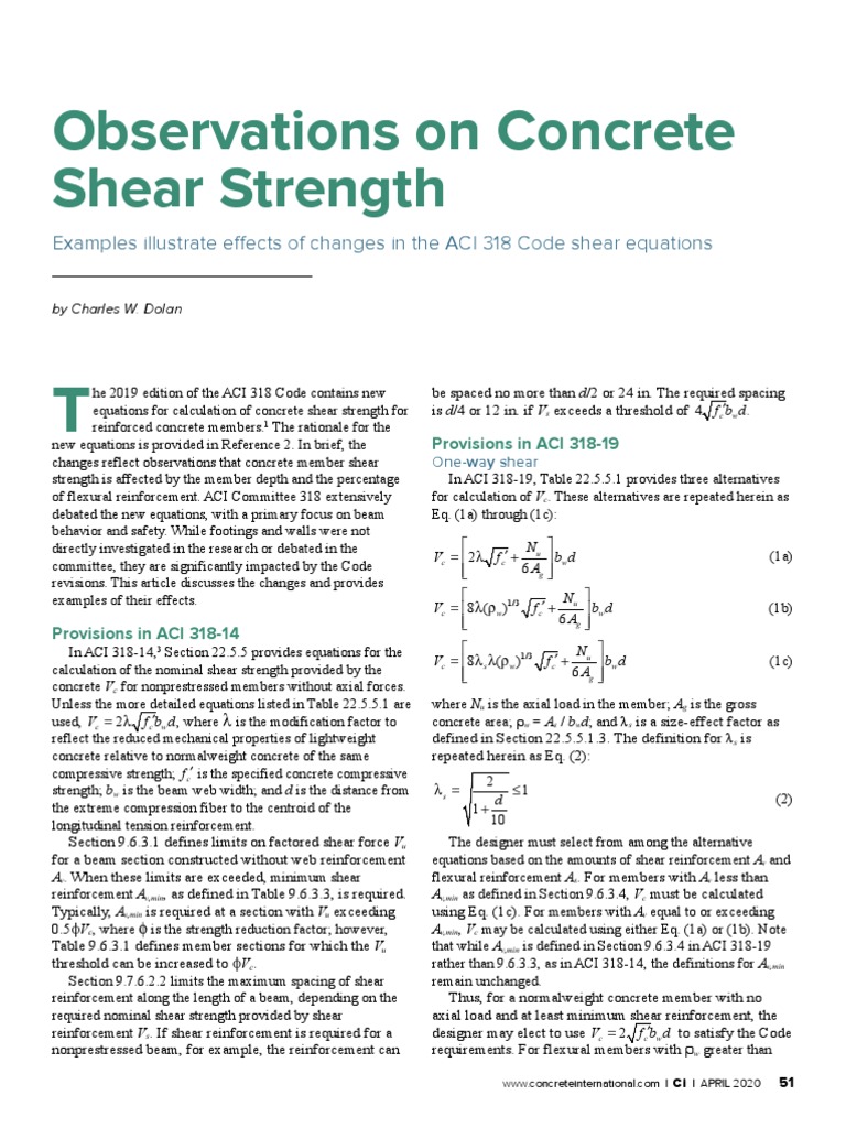 Observations On Concrete Shear Strength: Examples Illustrate Effects of ...