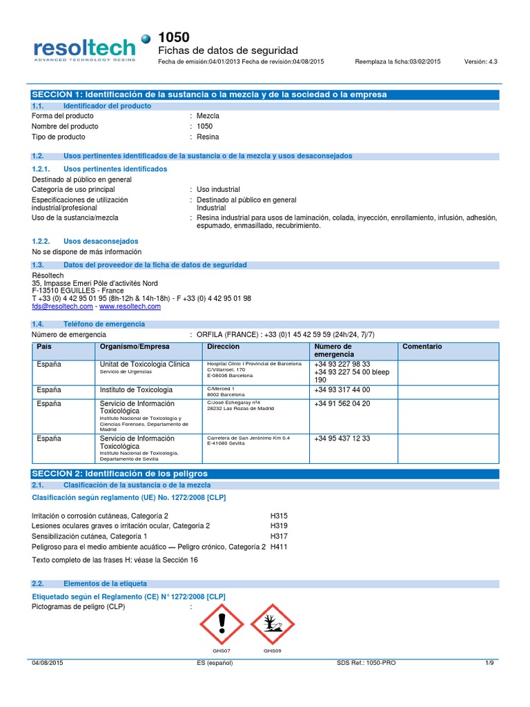 MSDS Epoxy | PDF | Toxicidad | Respiración