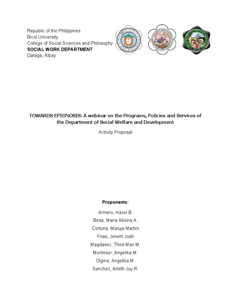 3A SW123 GROUP 3 Activity Proposal | PDF | Web Conferencing | Social Work