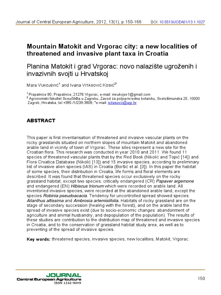 Planina Matokit I Grad Vrgorac Novo Nalazi Te Ugro Enih I Invazivnih ...