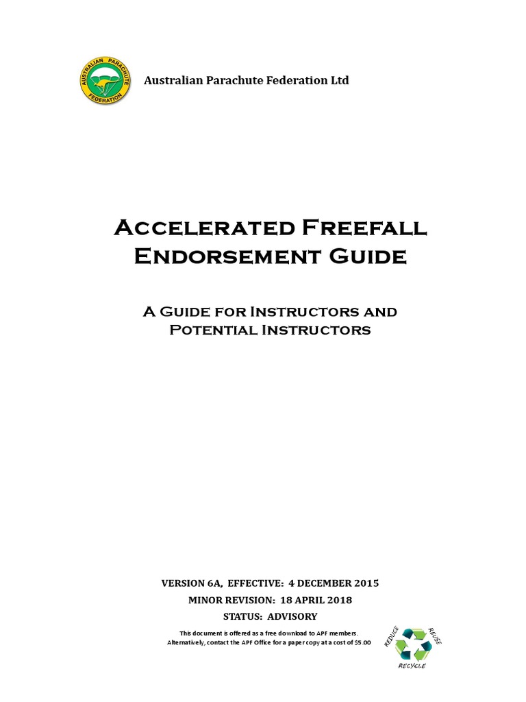 AFF Endorsement Guide | PDF | Parachute | Parachuting
