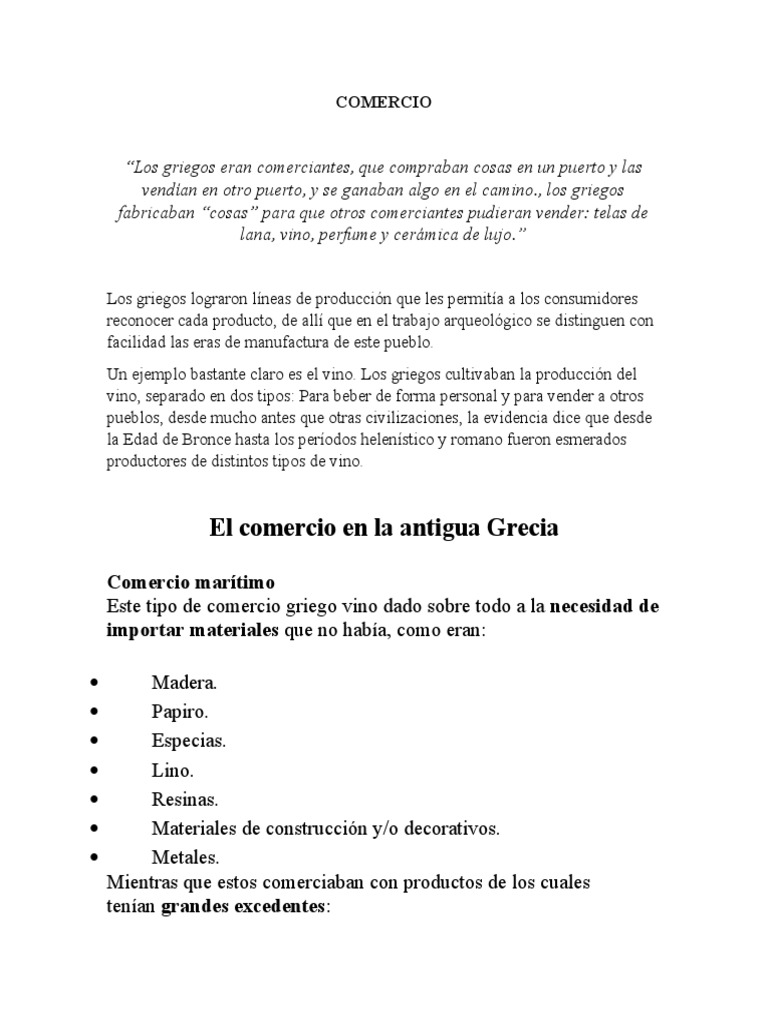 Comercio Antigua Grecia | PDF | Antigua Grecia | Grecia