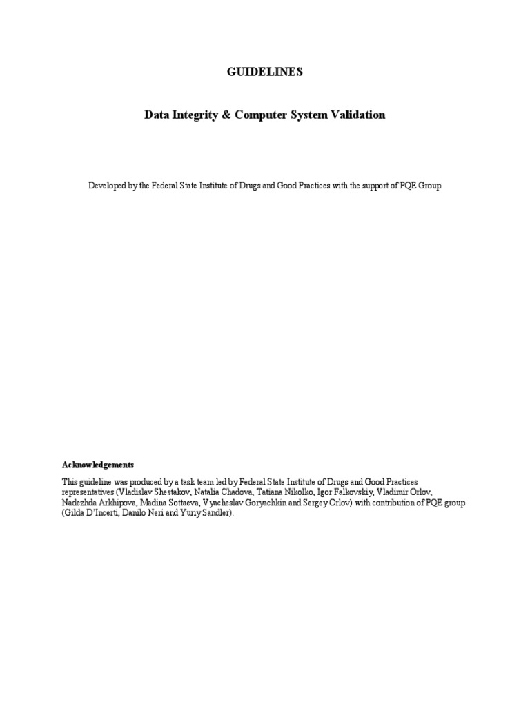 Guidelines Data Integrity & Computer System Validation ...