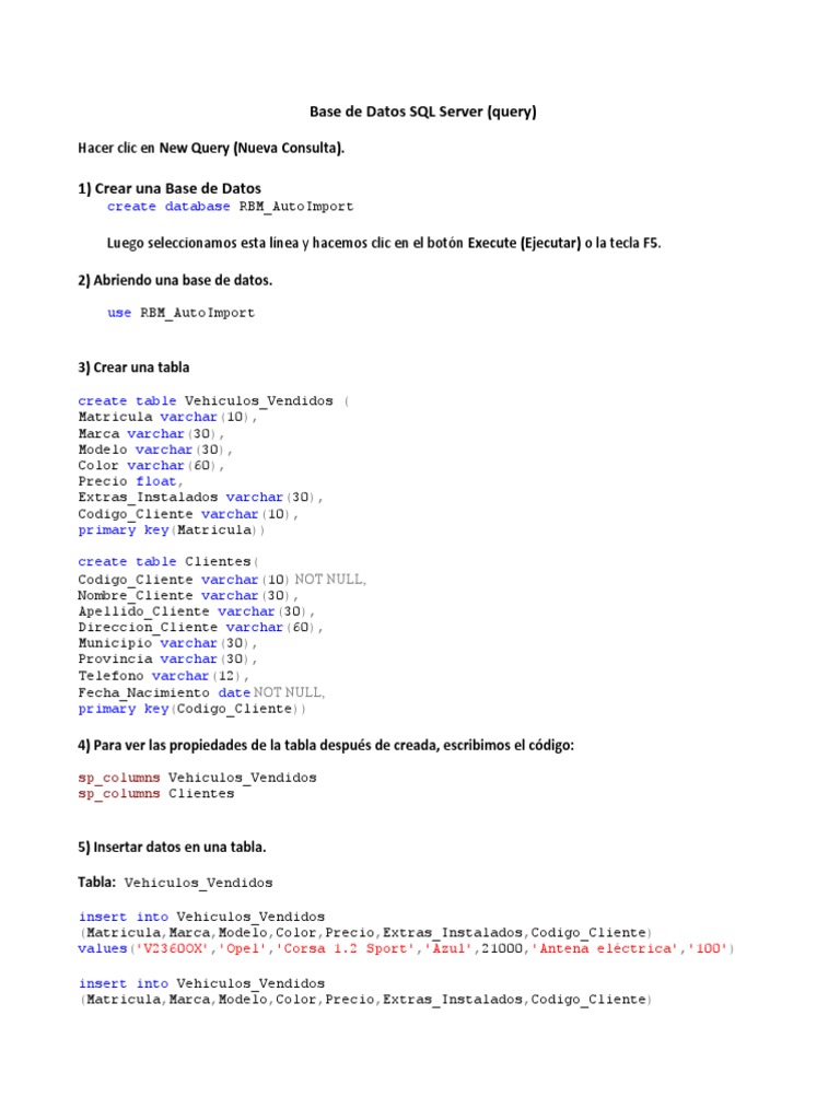 Query (Base Datos y Tablas) | PDF | Placa de matrícula del vehículo | SQL