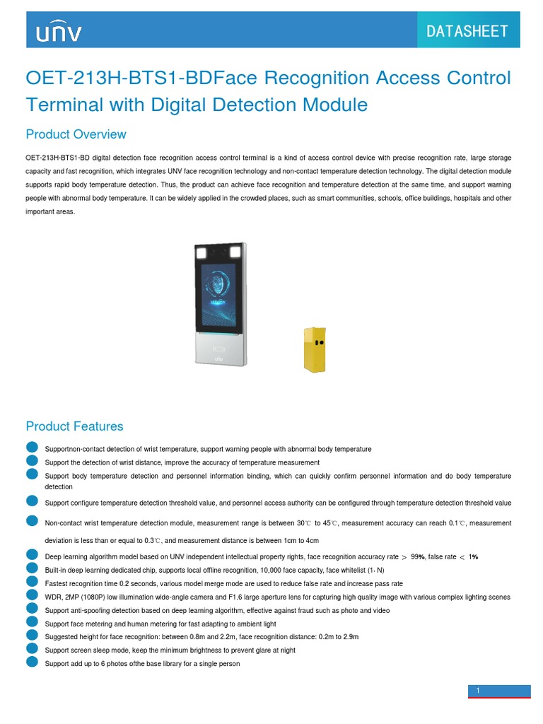 Datasheet of OET-213H-BTS1-BD | PDF | Access Control | Deep Learning