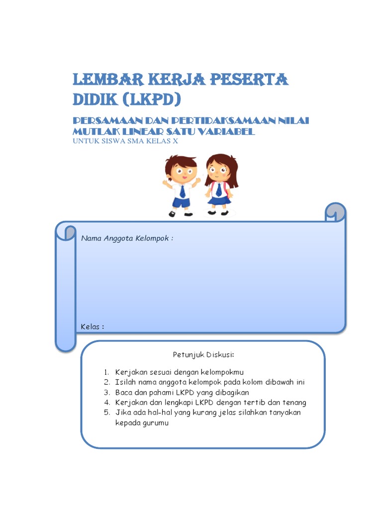 LKPD Persamaan-Dan-Pertidaksamaan-Nilai-Mutlak-Linear-Satu-Variabel | PDF