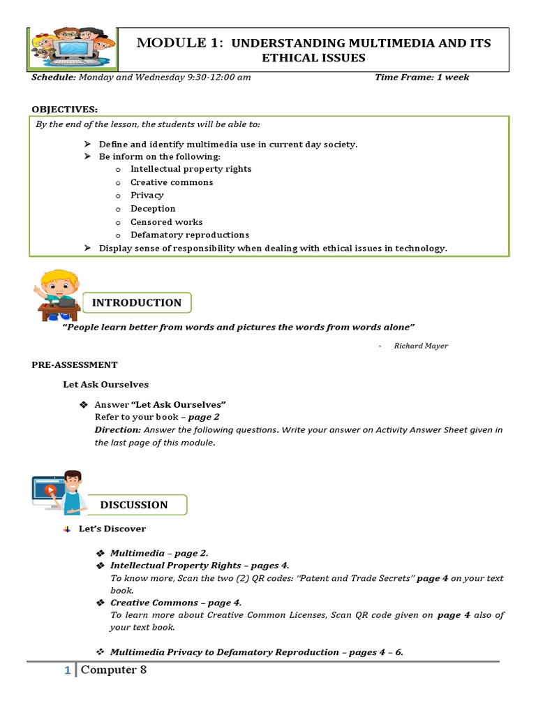 Understanding Multimedia and Its Ethical Issues: Objectives | PDF | Qr ...
