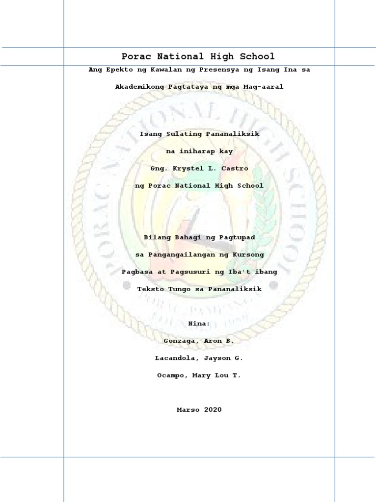 Jayson Aron Lou. Pinaka Final in Pananaliksik | PDF