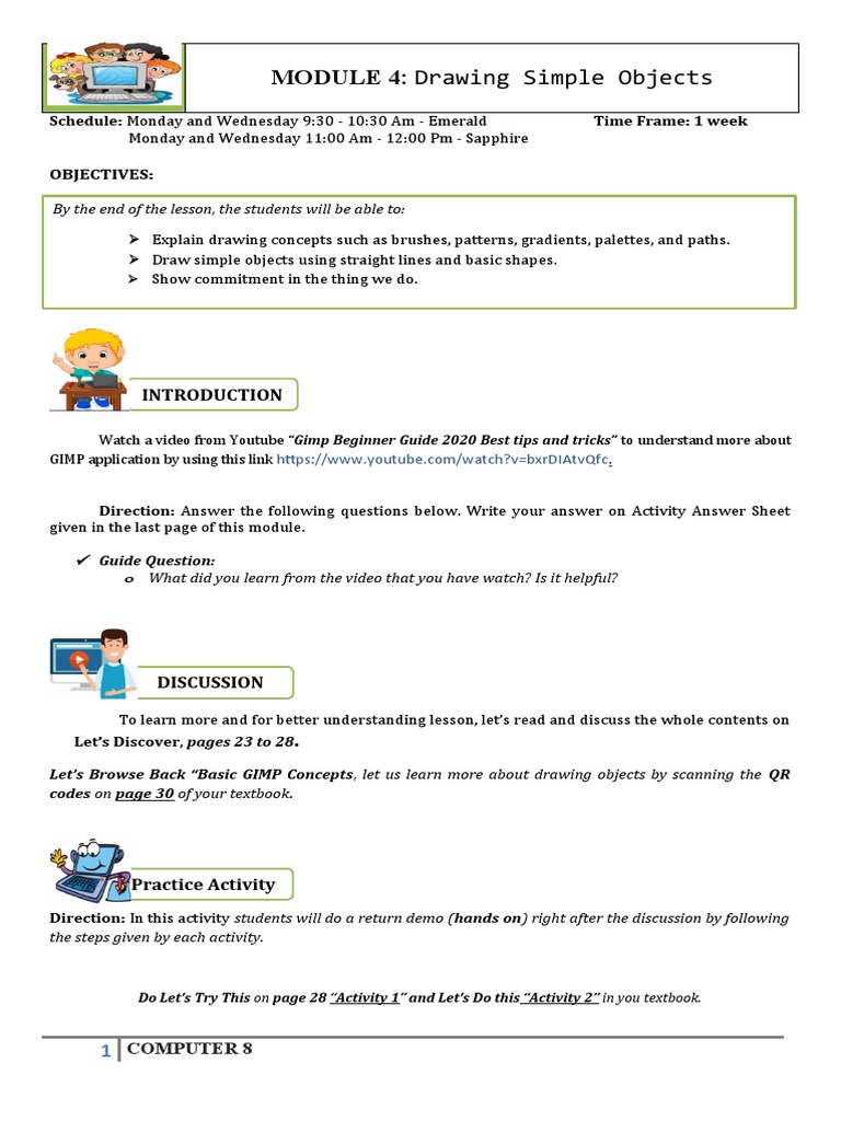 MODULE 4: Drawing Simple Objects: Objectives | PDF | Pedagogy | Teaching