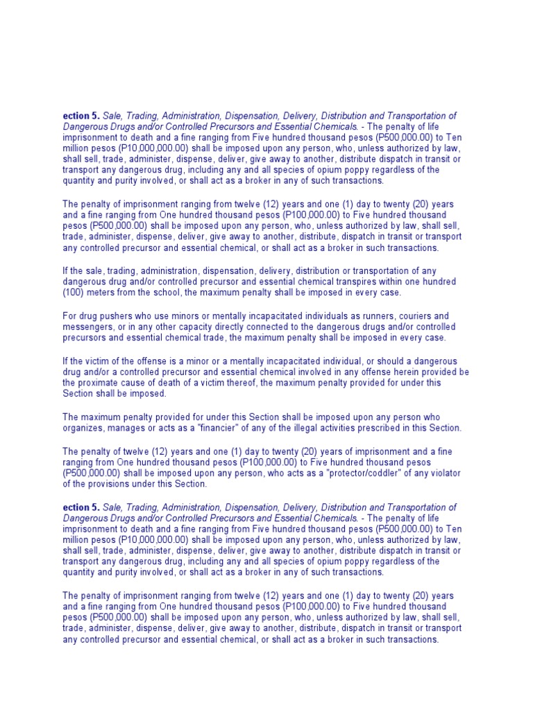 Ra 9165 As Amended | PDF | Search Warrant | Narcotic