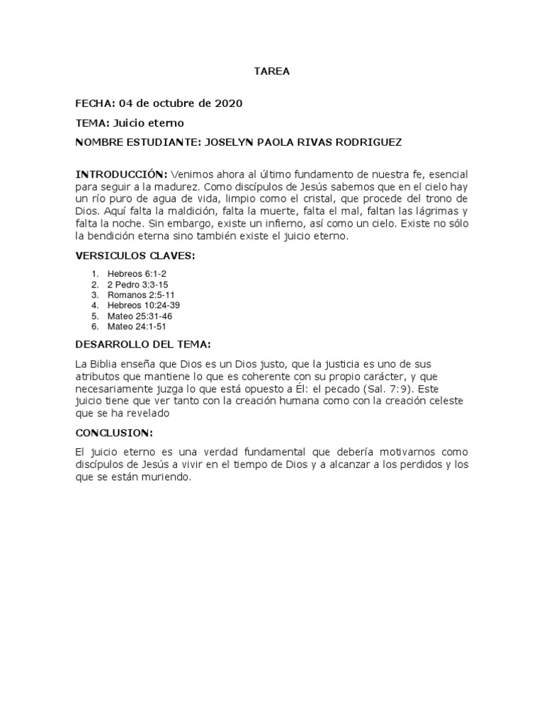 Juicio Eterno: Fe y Justicia Divina | PDF