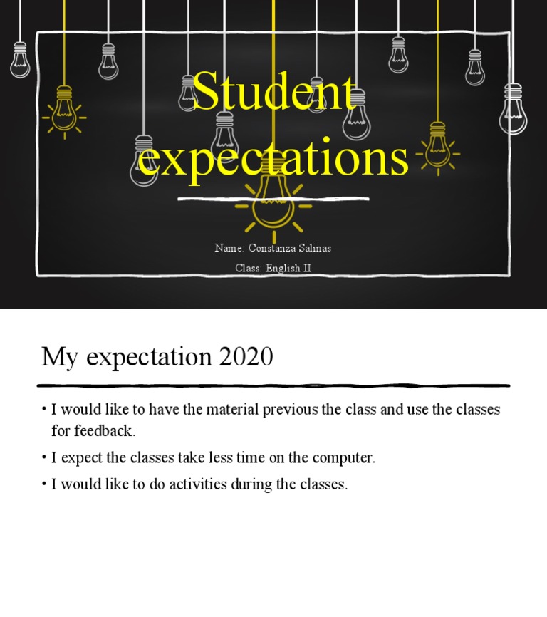 Student Expectations: Name: Constanza Salinas Class: English II | PDF