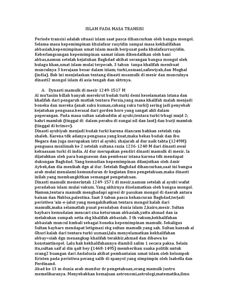Islam Pada Masa Transisi | PDF