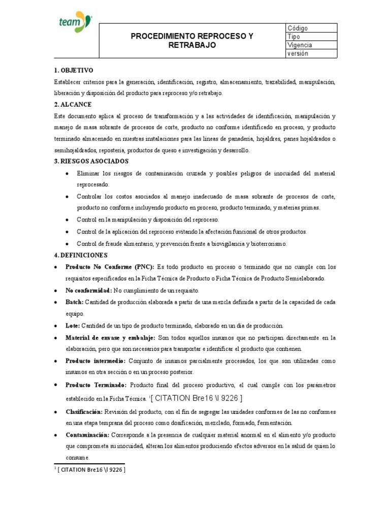 Procedimiento Reproceso 11 12 2017 | PDF | Naturaleza | Alimentos