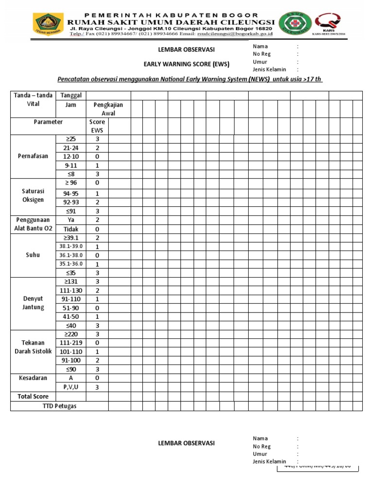 Lembar Observasi Ews | PDF