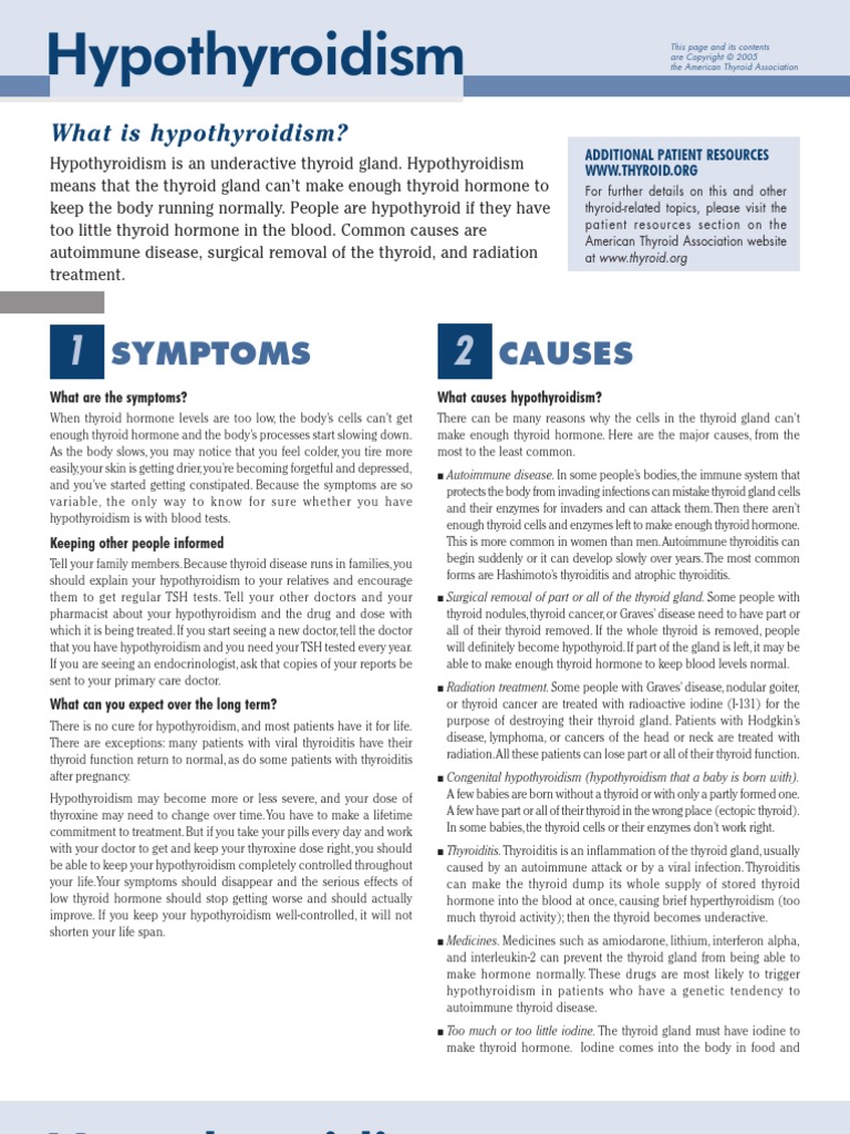 Hypo Brochure | PDF | Hypothyroidism | Thyroid