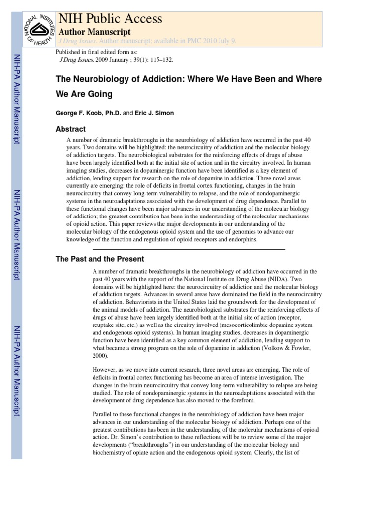 Neurobiology of Addiction: Advances & Insights | PDF | Reward System ...