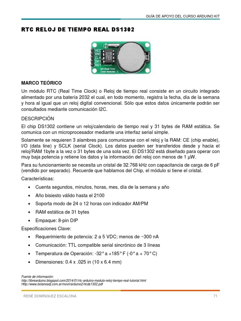 14 Reloj de Tiempo Real RTC DS1302 | PDF | Memoria de acceso aleatorio ...