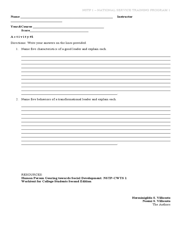 NSTP 1 - National Service Training Program 1 | PDF | Psychological ...