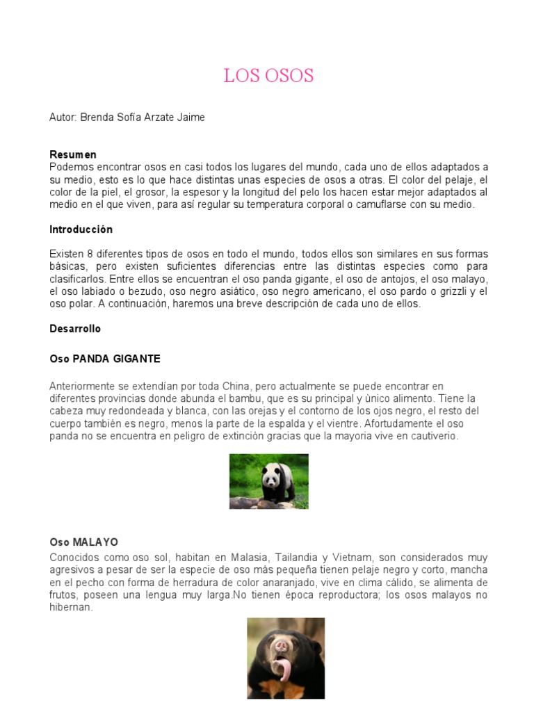 Tipos y hábitats de los osos | PDF | Osos | Oso polar