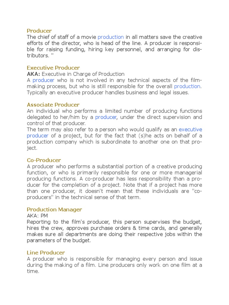 Production Definitions | PDF | Filmmaking | Business