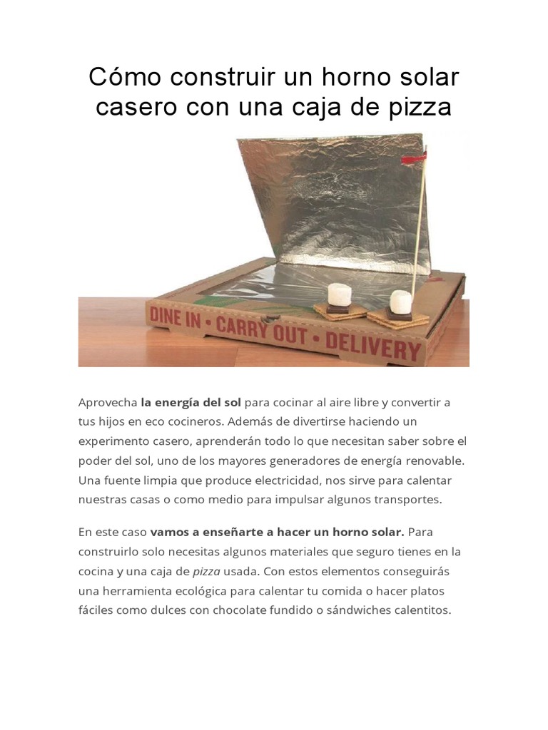 Cómo Construir Un Horno Solar Casero Con Una Caja de Pizza | PDF ...