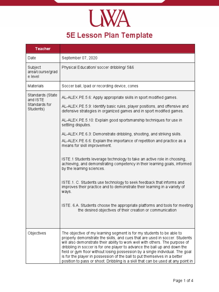 5E Lesson Plan Template: Teacher | PDF | Individualized Education ...