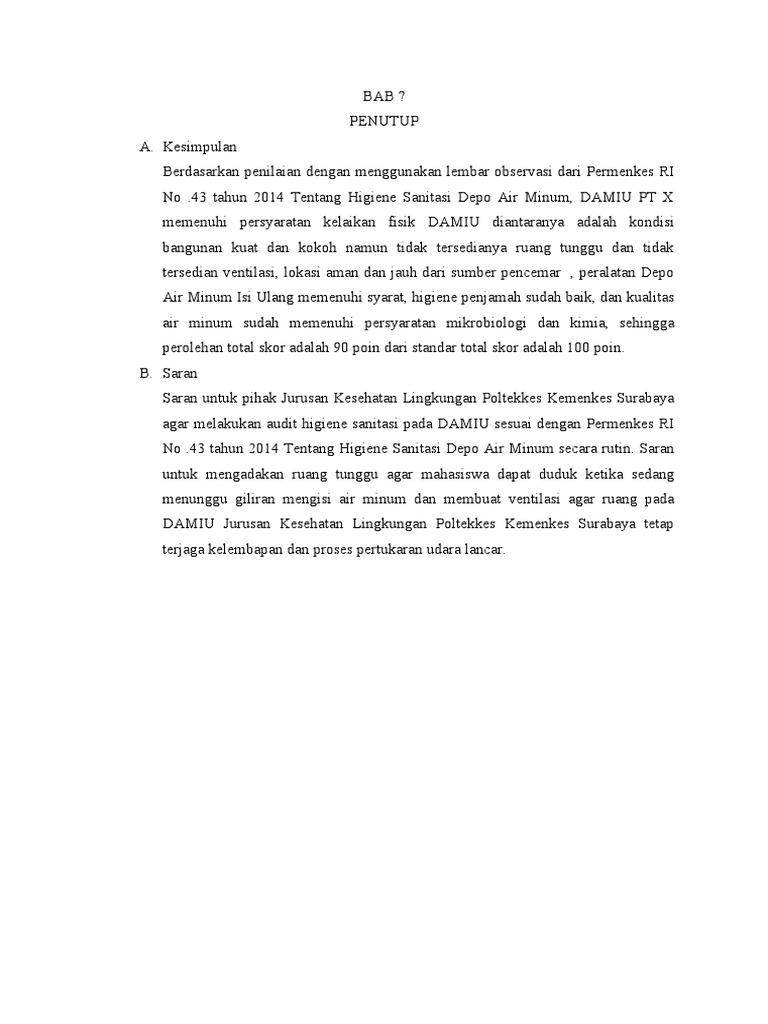 Kesimpulan Saran Damiu | PDF