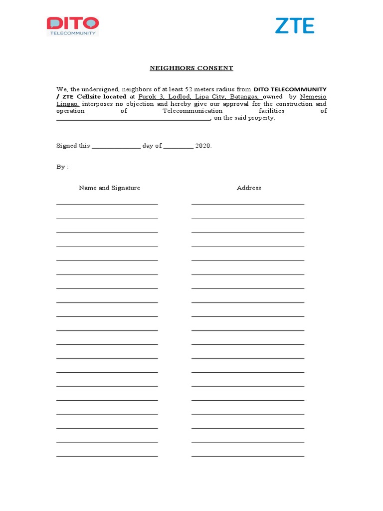Neighbors' Consent for Cellsite Construction | PDF