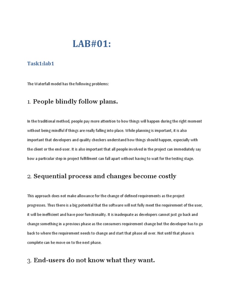 People Blindly Follow Plans.: Task1:lab1 | PDF | Software Development Process | Agile Software ...